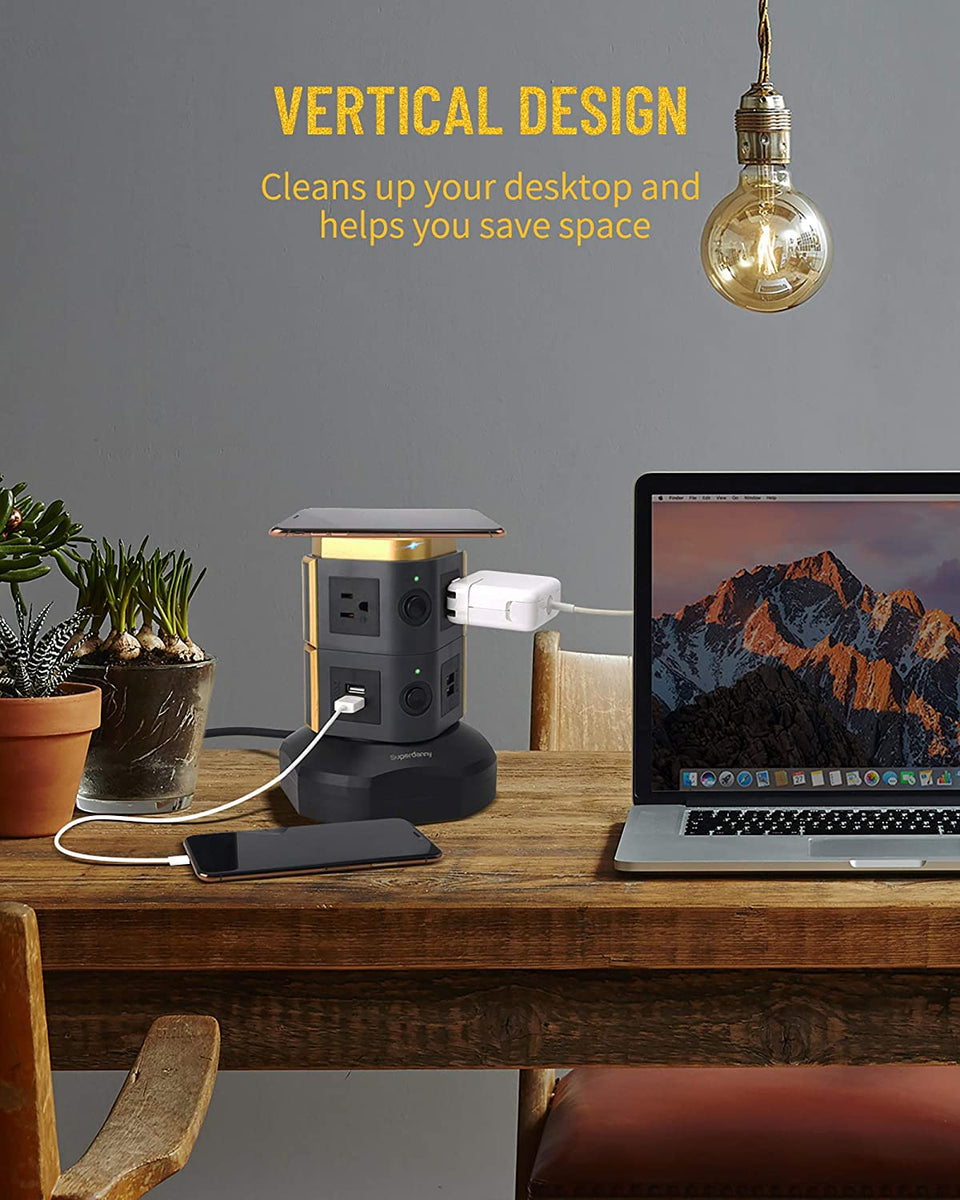 Desktop Mobile Charging Station Power Strip Tower – All About Tidy